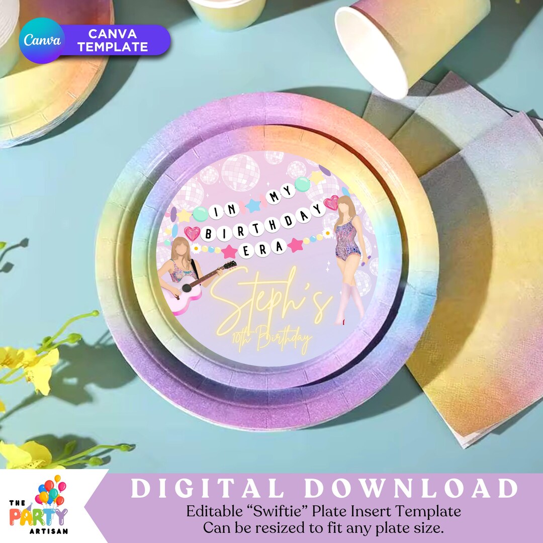 Editable Plate Insert, Personalized Charger Plate, Swifty Party Decor ...