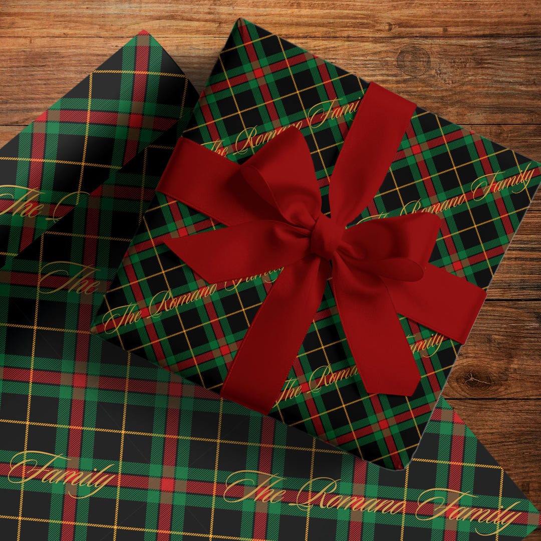 Personalized Gift Wrapper | Vintage Plaid Christmas Wrapping Paper ...