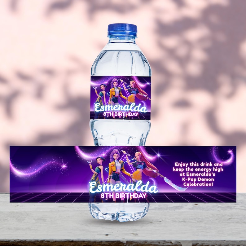 K-pop Demon Hunter Water Bottle Label | Editable Digital Download ...