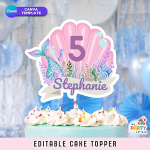 Magical Mermaid Cake Topper - Printable Birthday Decor, Customized ...