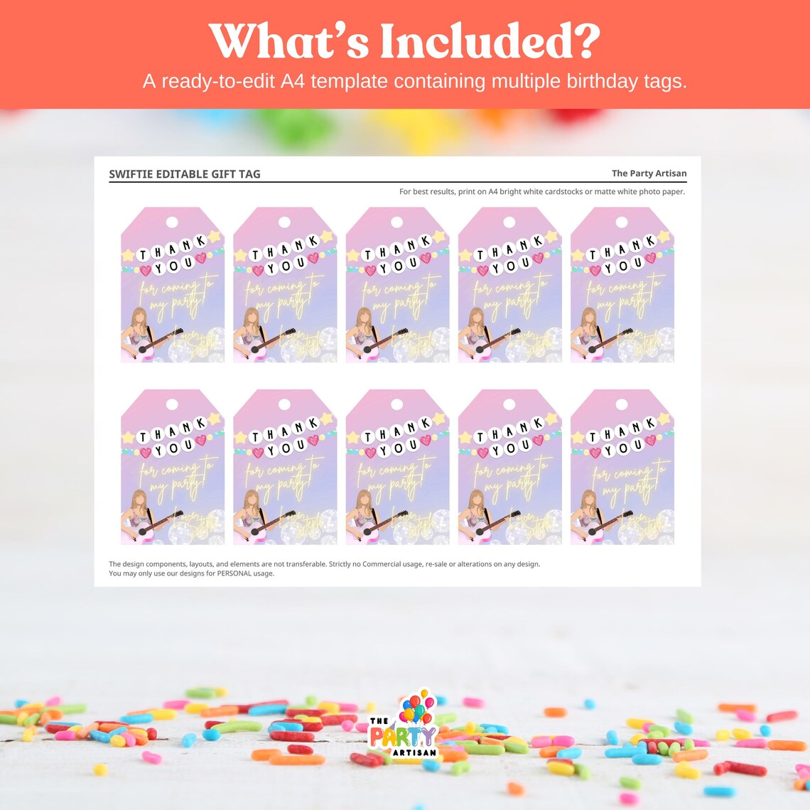 Editable Tag Template, Swiftie Birthday Gift Tag, Instant Download ...