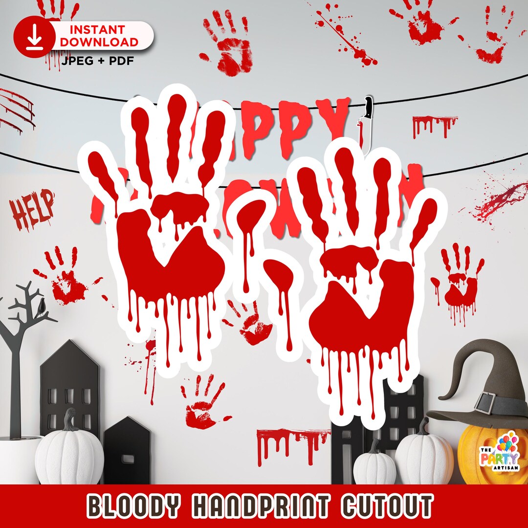 Bloody Handprint Halloween True Crime Printable Art for Spooky Office ...