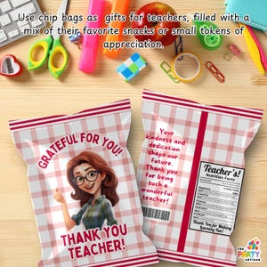Back to School Chip Bag Label, Gift for Teacher Snack Bag Label, School ...