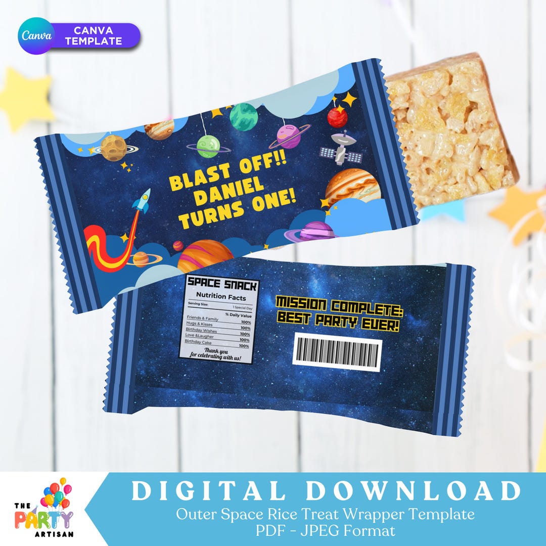 Outer Space Rice Treat Labels, Galaxy Theme Party Treats, Kids Party ...