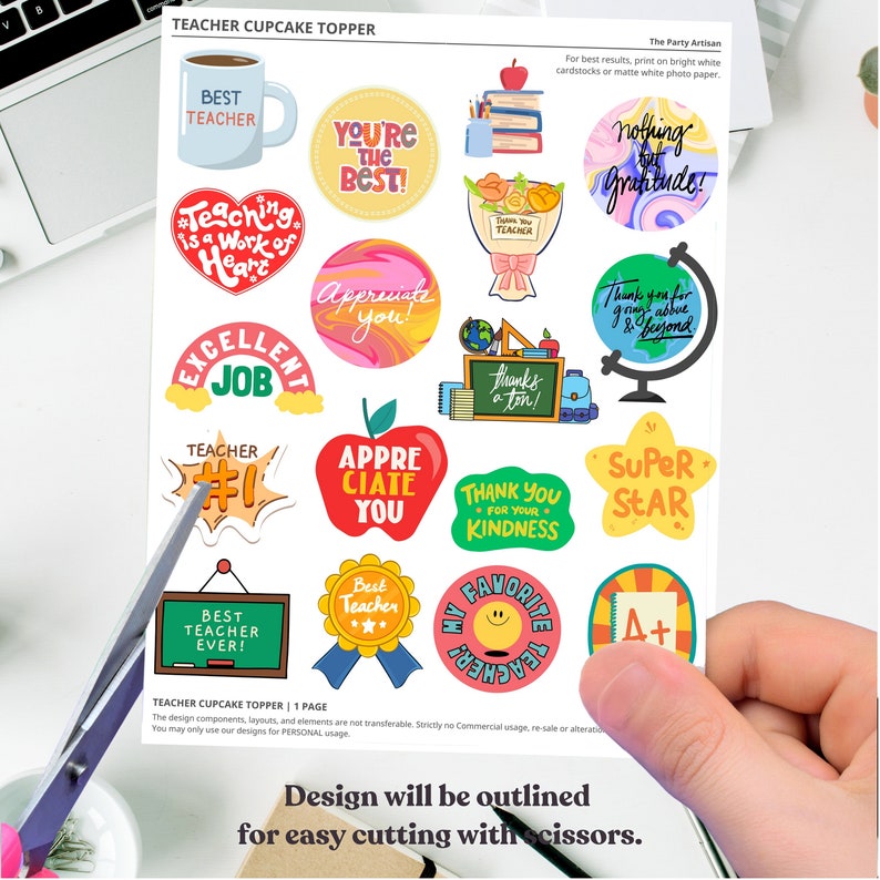 Teacher Cupcake Topper, Best Teacher, Printable Cupcake Toppers ...