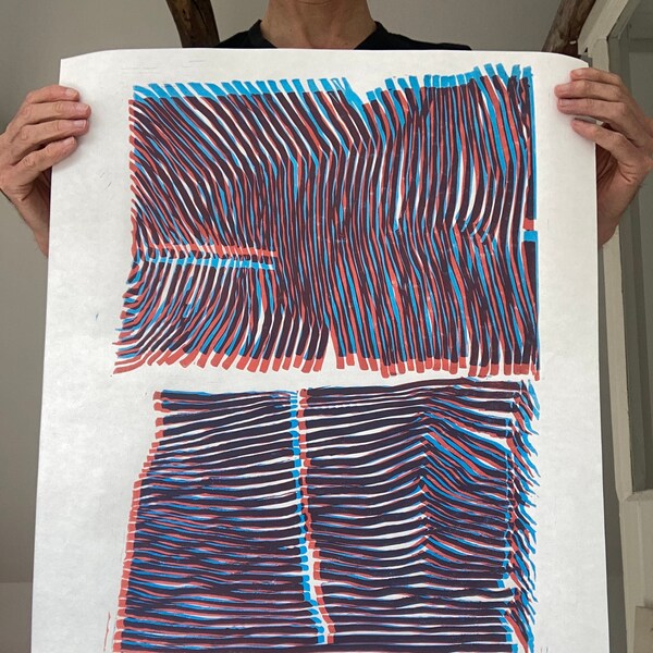 Abstract Lino Cut - Etsy