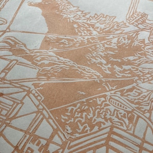 Handgemaakte GODZILLA Lino Cut Print Large DIN A2 Japan Movie Monster ...