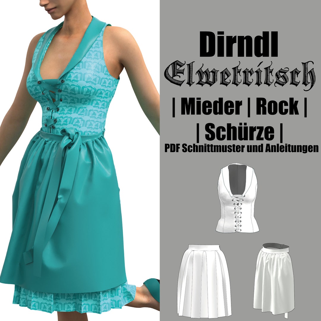 Dirndl Bodice, Skirt and Apron | Elwetritsch | Sewing Pattern for ...