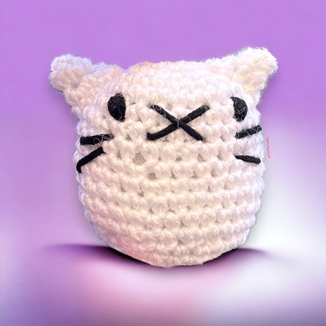 Mini White Cat Plushie Crochet Cat Plush Handmade Gift for Friend ...