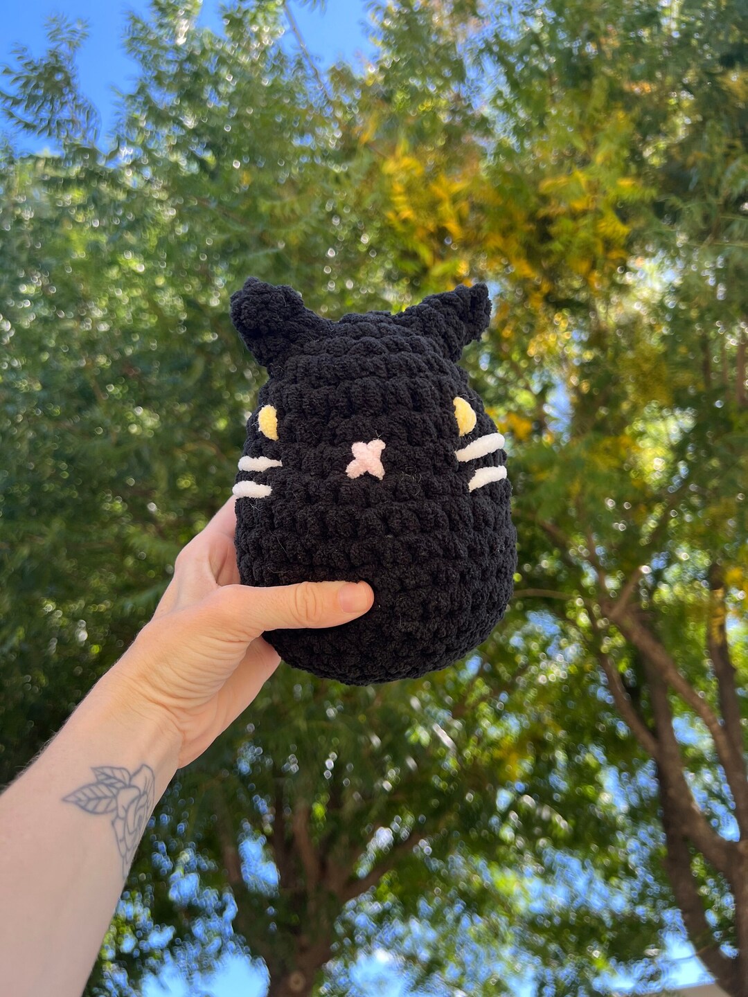 Handmade Small Cat Plush | Crochet Black Cat Amigurumi Animal Toy - Etsy