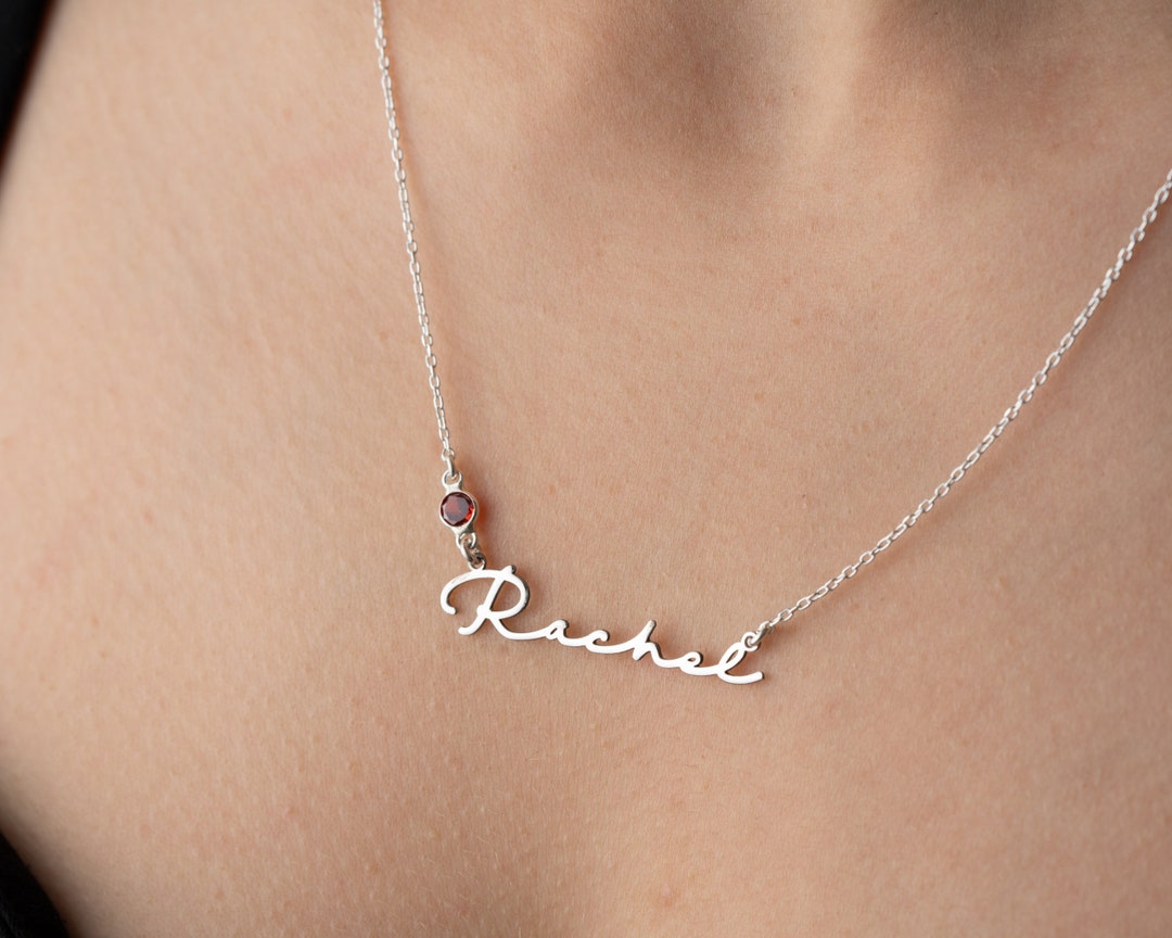 Name and Birthstone Necklace With Name Birthstone Name Necklace ...