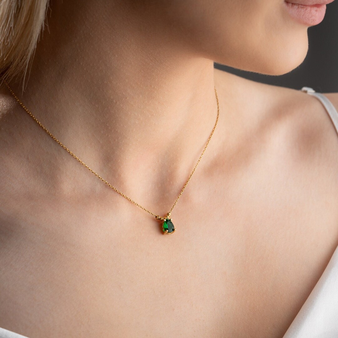 Teardrop Birthstone Necklace Personalized Birthstone Necklace Custom ...