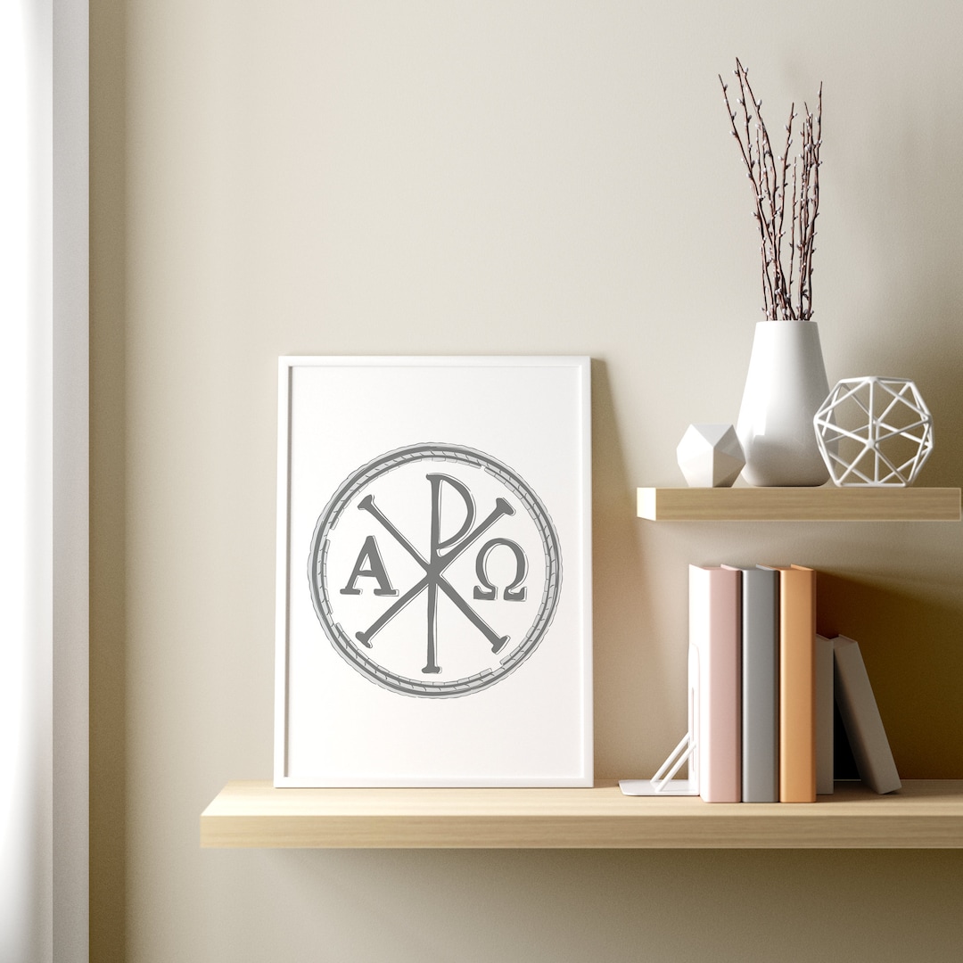 Christian Symbol Chi Rho Alpha and Omega Wall Art Poster, Christianity ...