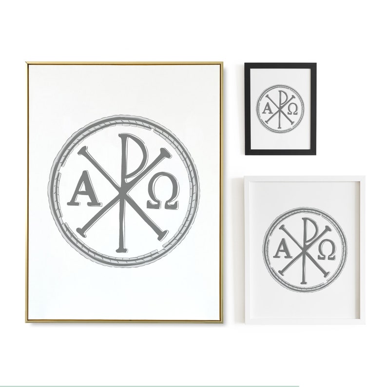 Christian Symbol Chi Rho Alpha and Omega Wall Art Poster, Christianity ...