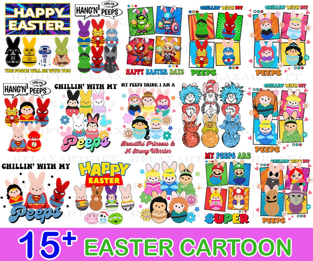 15 Chilling With My Peeps Bundle Png, Easter Cartoon PNG, Cute Easter ...