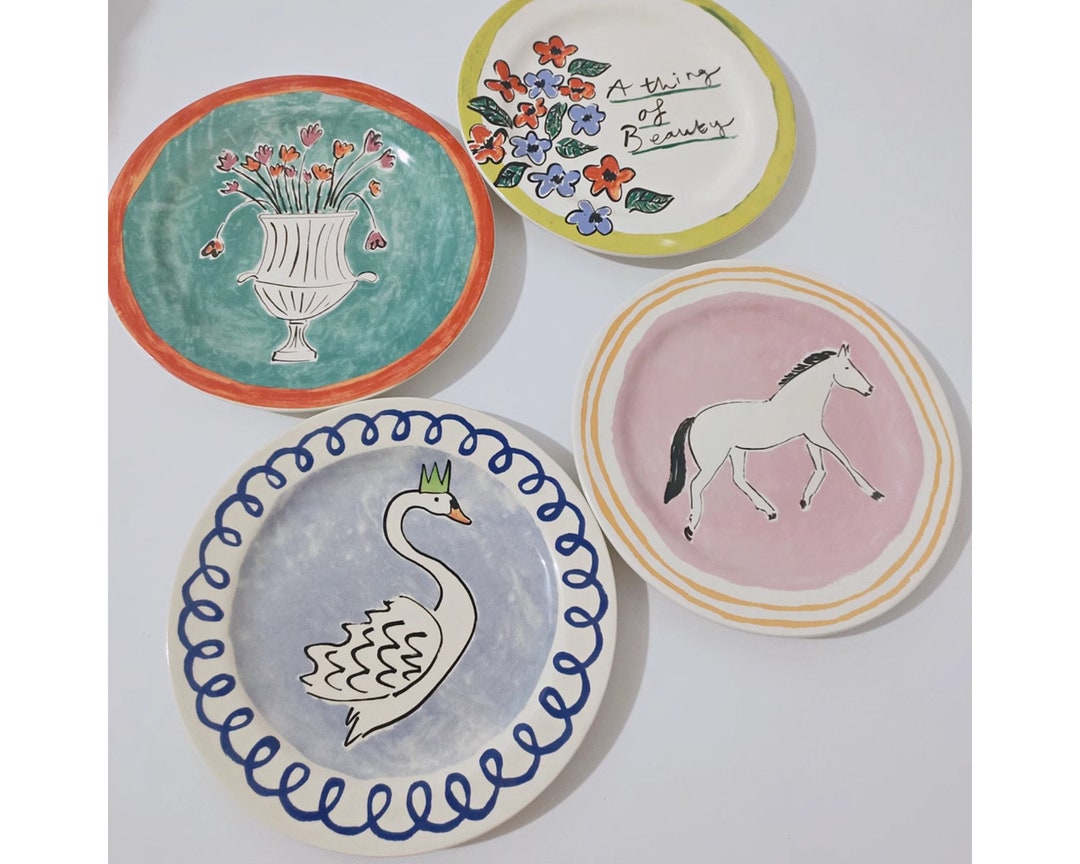 Minimalist Hand-painted Plates Underglaze Ceramic Plate - Etsy