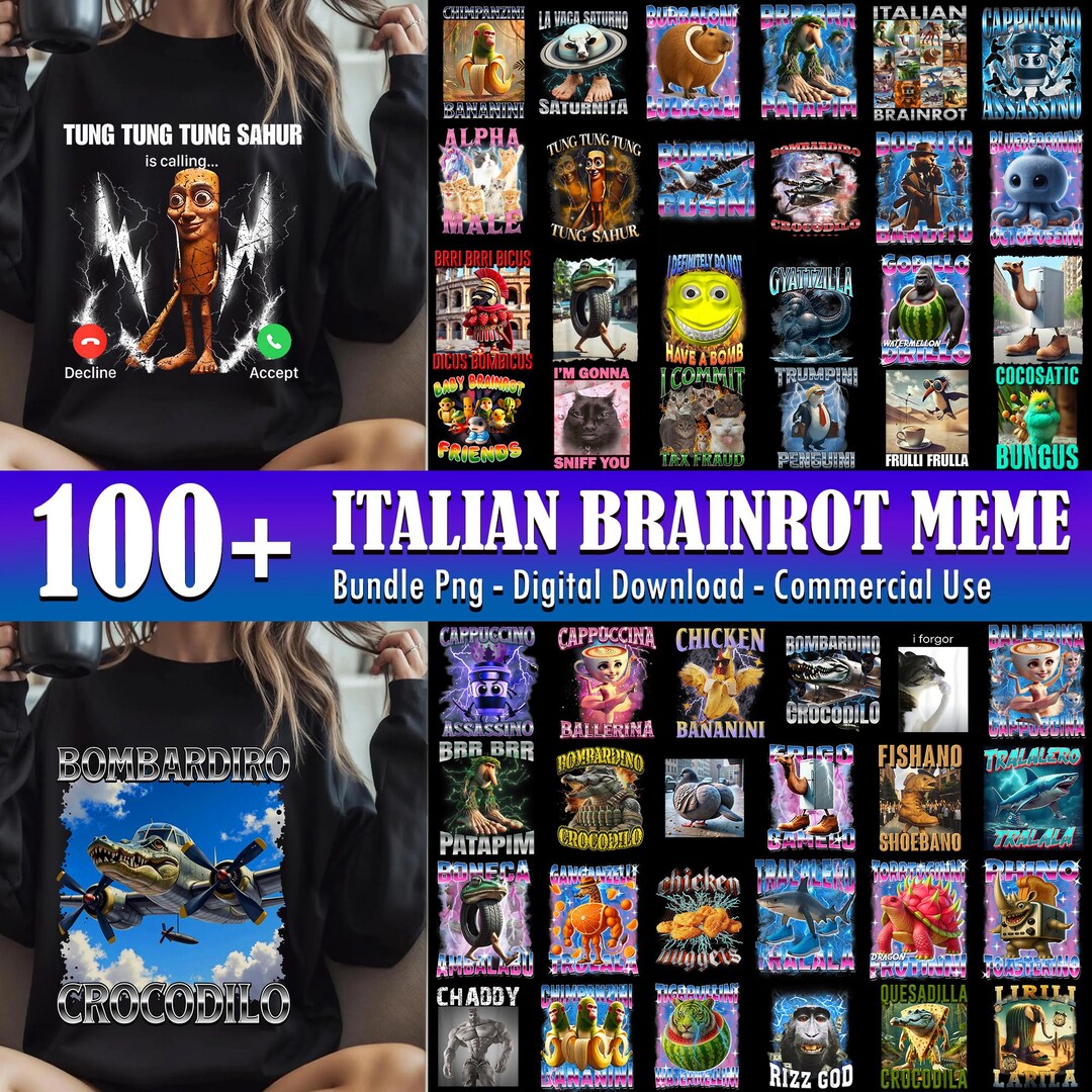Italian Brainrot PNG Bundle: Shirt Design, Sublimation Graphics ...