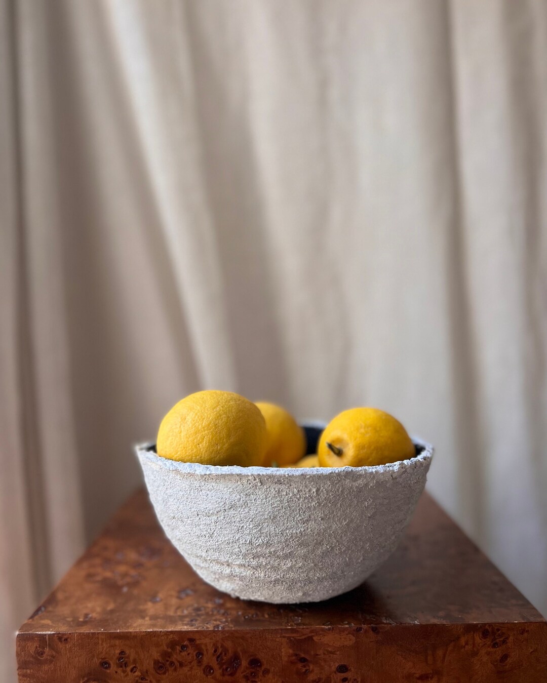 White and Black Rustic Centerpiece Bowl, Black Textured Hand Painted ...