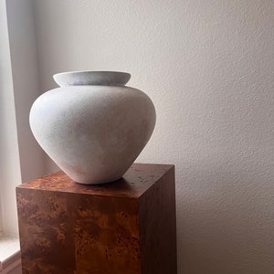 Organic Modern, Rustic Ceramic Vessel , Large White Pot Aged Coffee ...