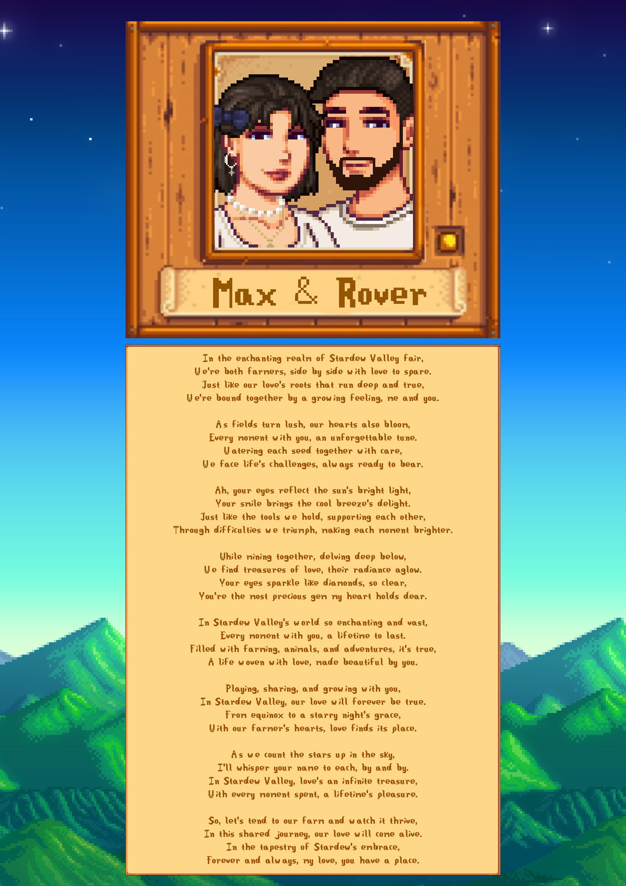 Custom Couple STARDEW VALLEY Love Letter, Personalized Couple Stardew ...