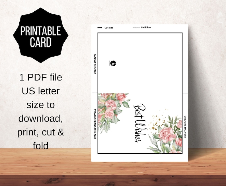 Printable Best Wishes Card Instant Download 7x5 Inch Best - Etsy