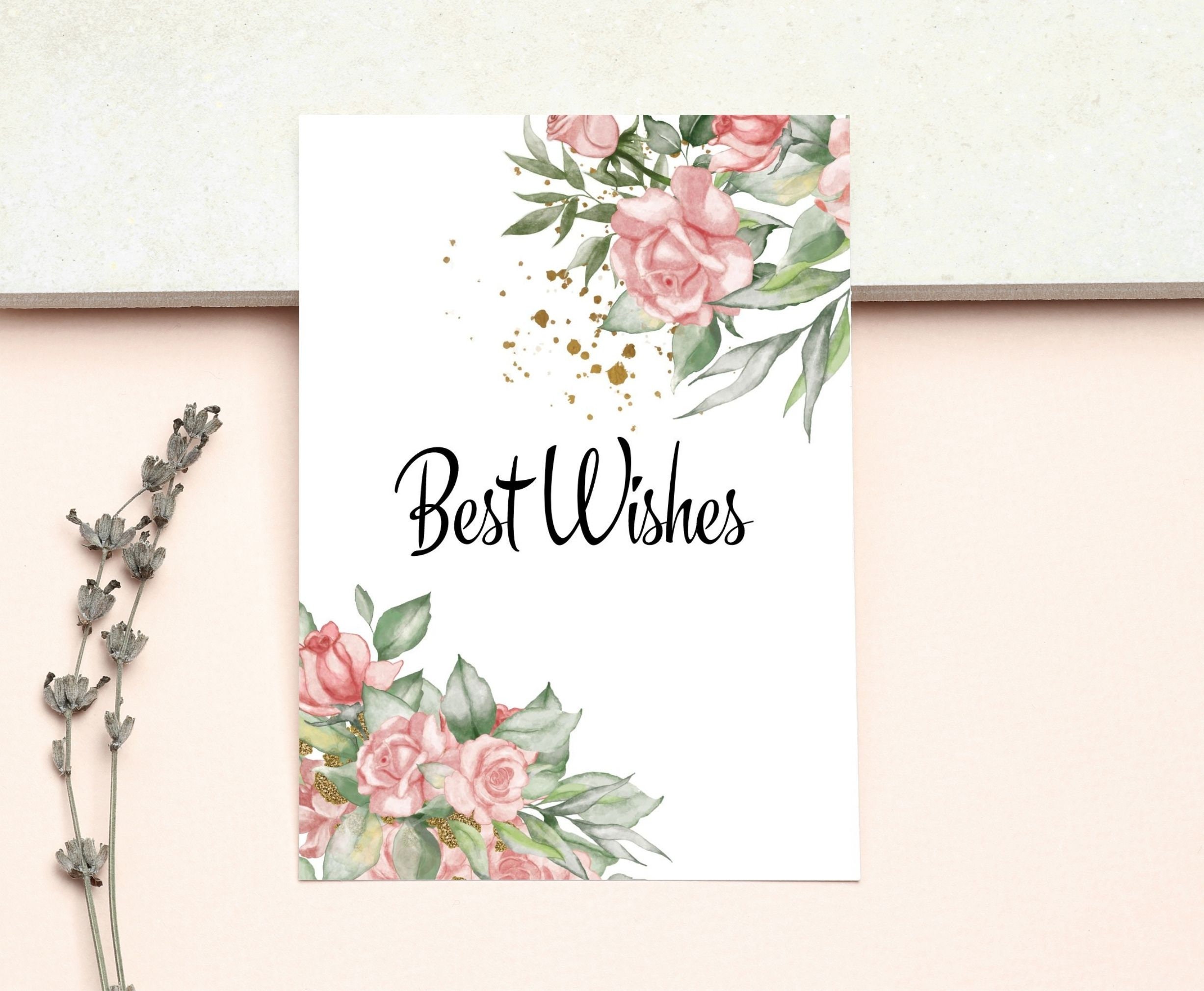 Printable Best Wishes Card, Instant Download 7x5 Inch Best Wishes Cards ...
