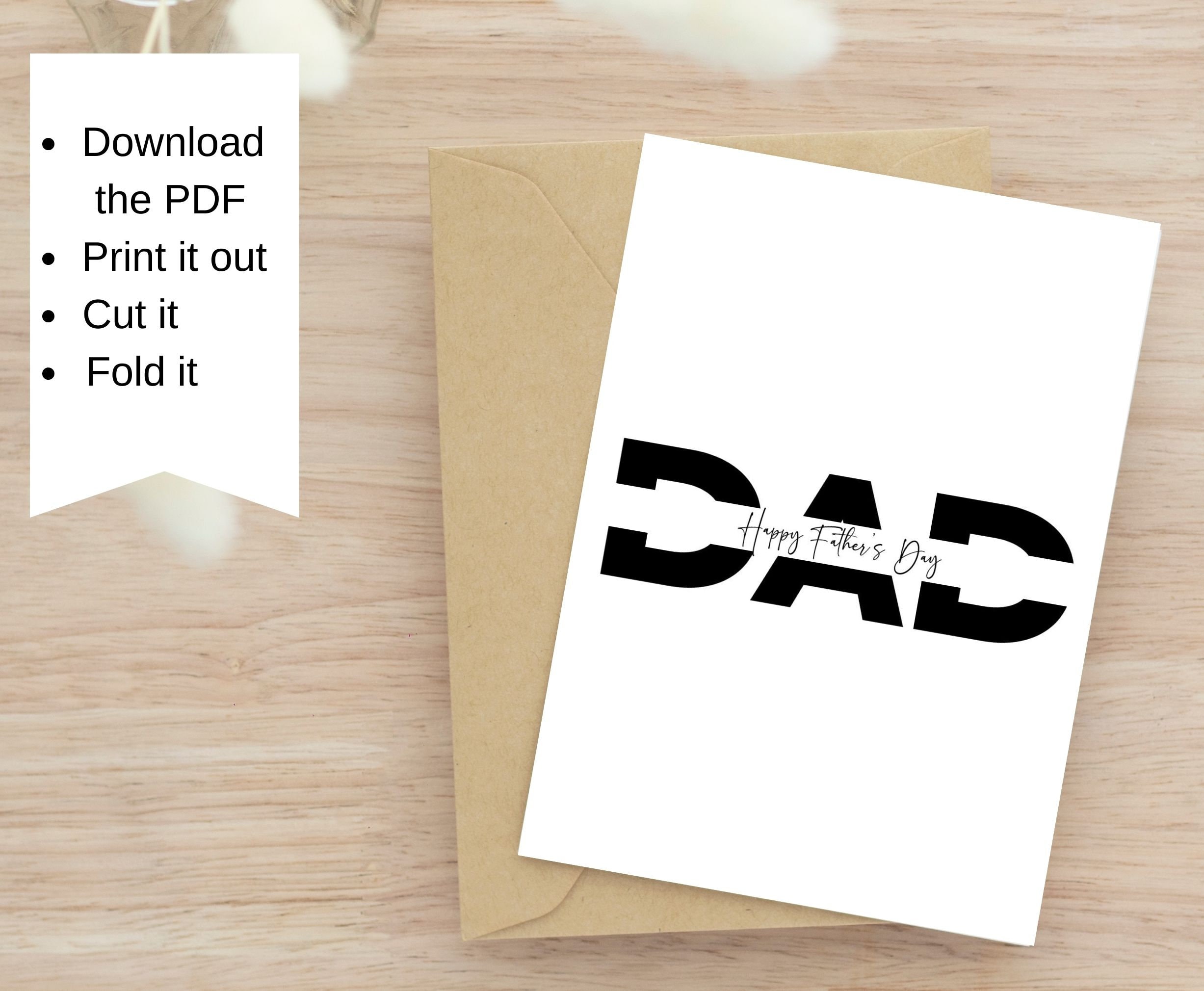 Printable Father Day Greeting Card, Instant Download 7x5 Inch Cards for ...