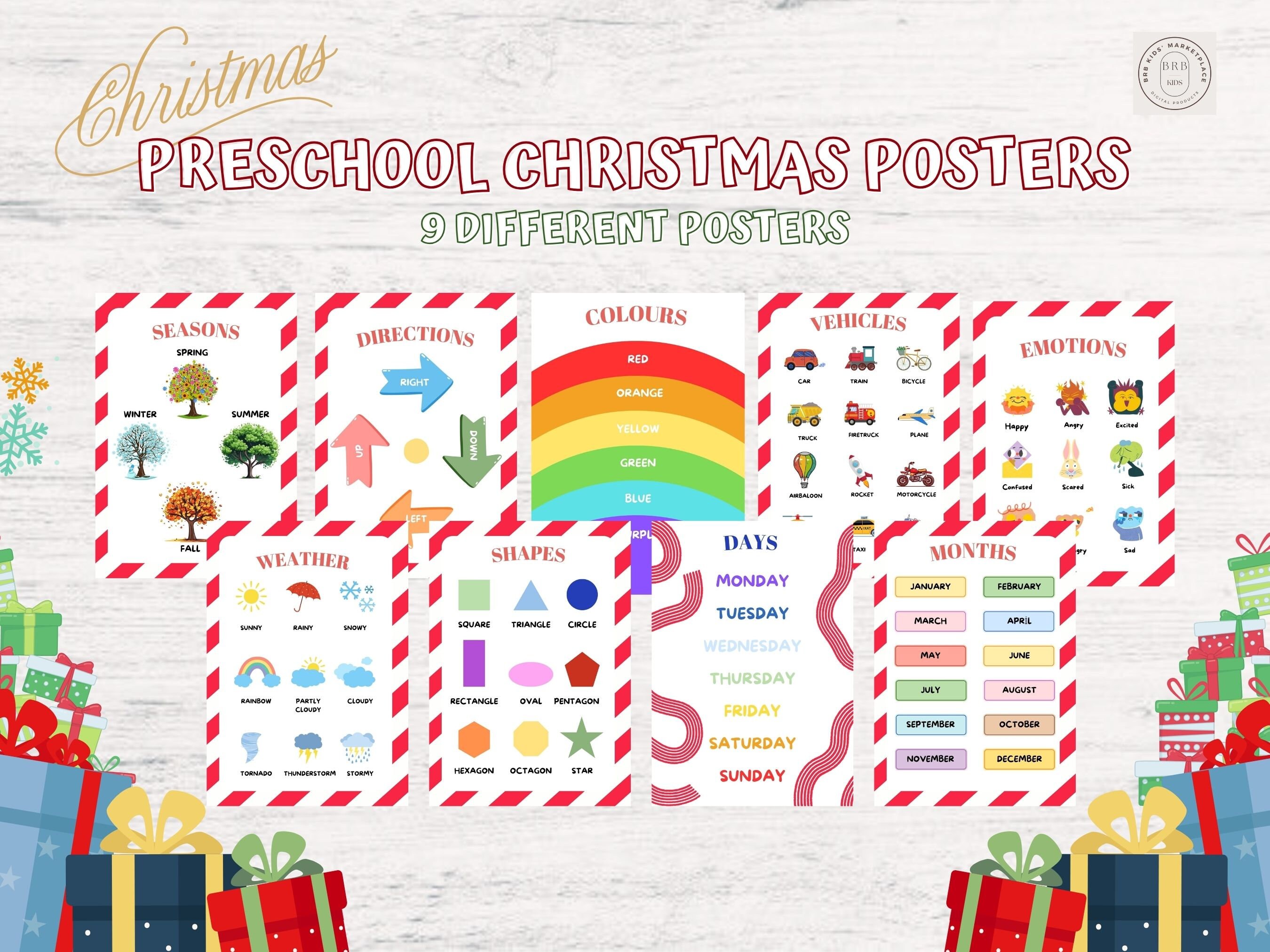 Educational Poster for Preschool Posters Christmas Theme Kindergarten ...