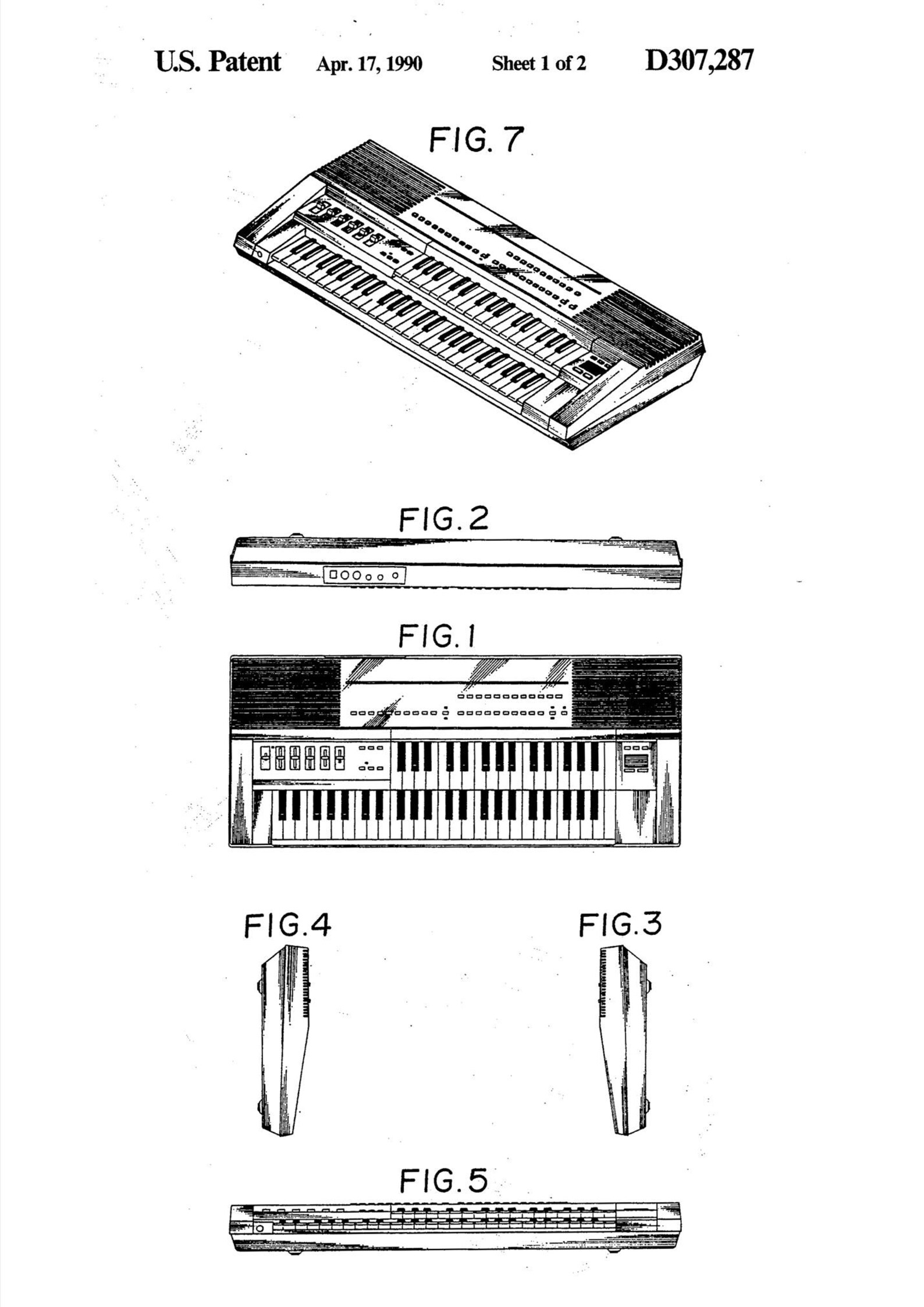 Instrument Patent Posters, Electric Keyboard, Vintage Blueprint Wall ...