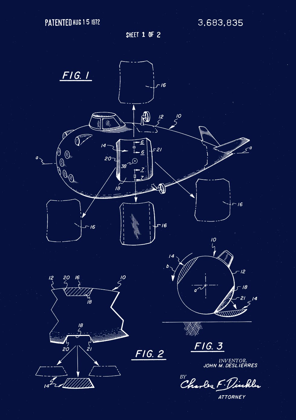 Submarine Patent Posters Ballast System for Submersibles - Etsy