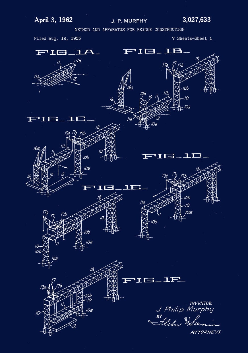 Engineering Patent Posters Apparatus for Bridge Construction - Etsy