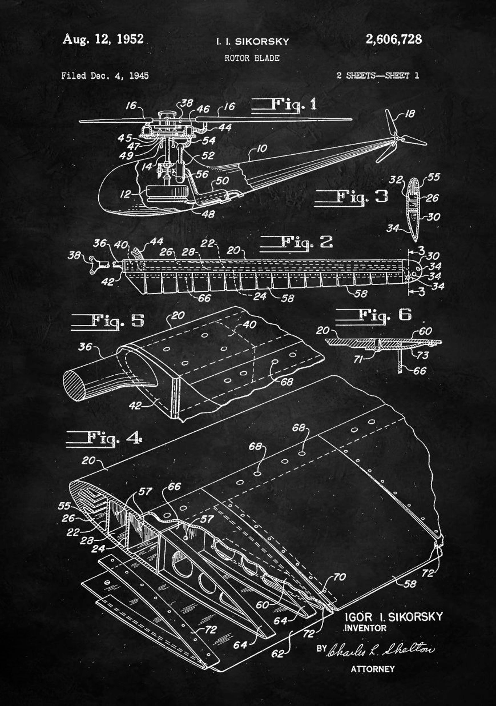 Helicopter Patent Posters Sikorsky Rotor Blade Vintage - Etsy