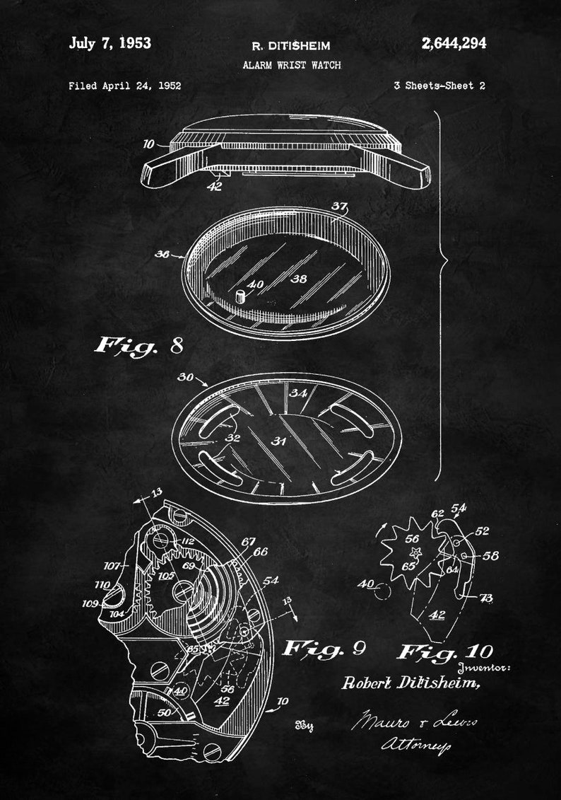Watch Patent Posters Alarm Wrist Watch Vintage Blueprint - Etsy