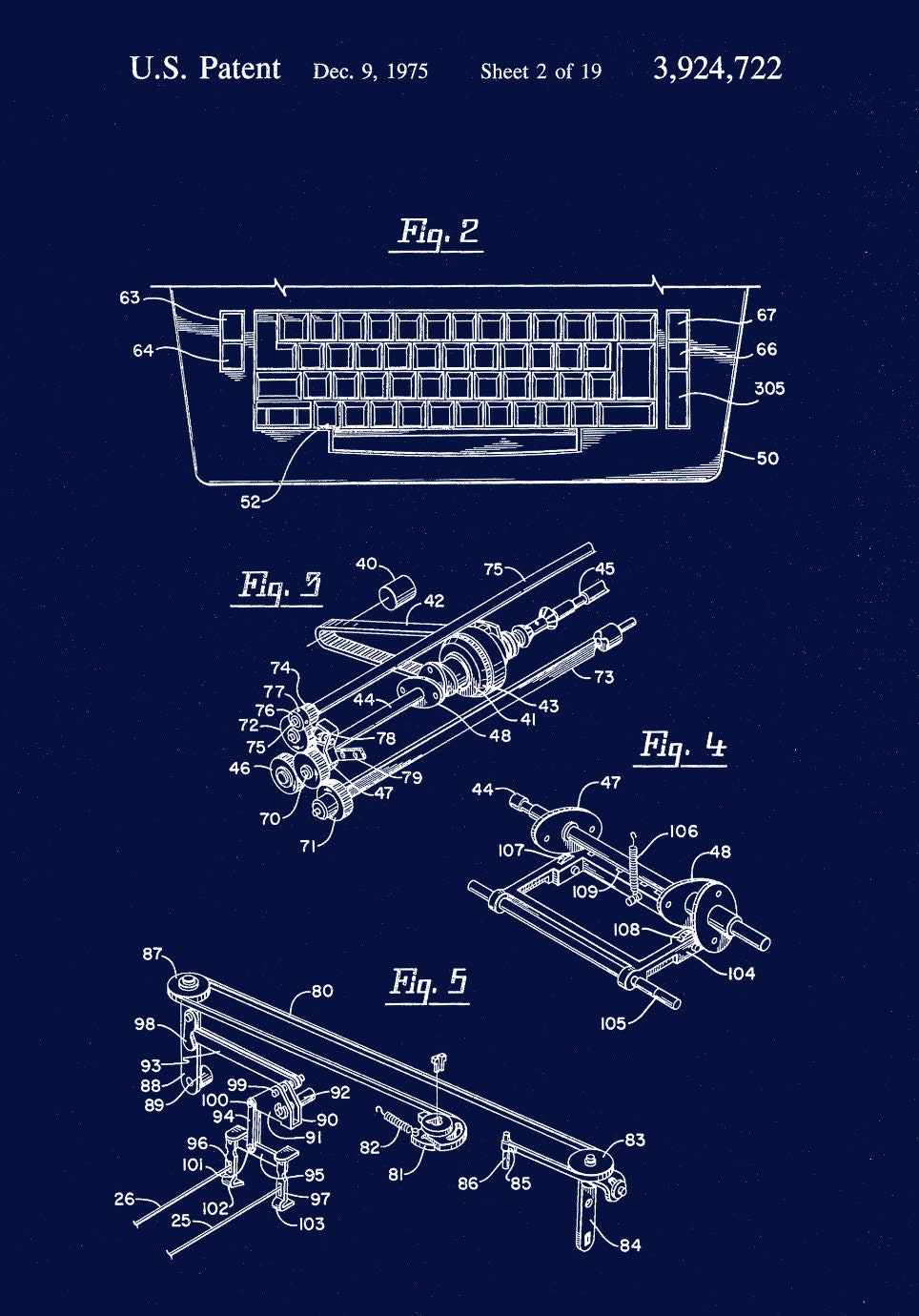 Typewriter Patent Posters, Typewriter With Electronic Keyboard, Vintage ...