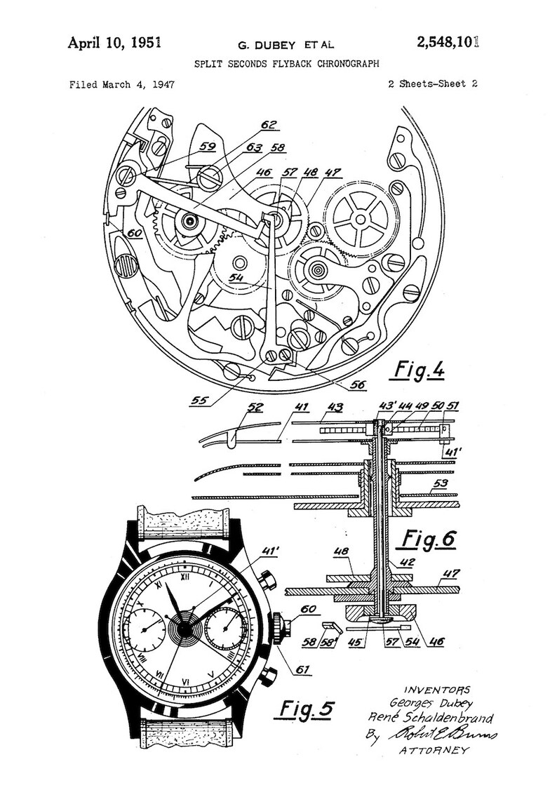 Watch Patent Posters, Flyback Chronograph, Vintage Blueprint Wall Art ...