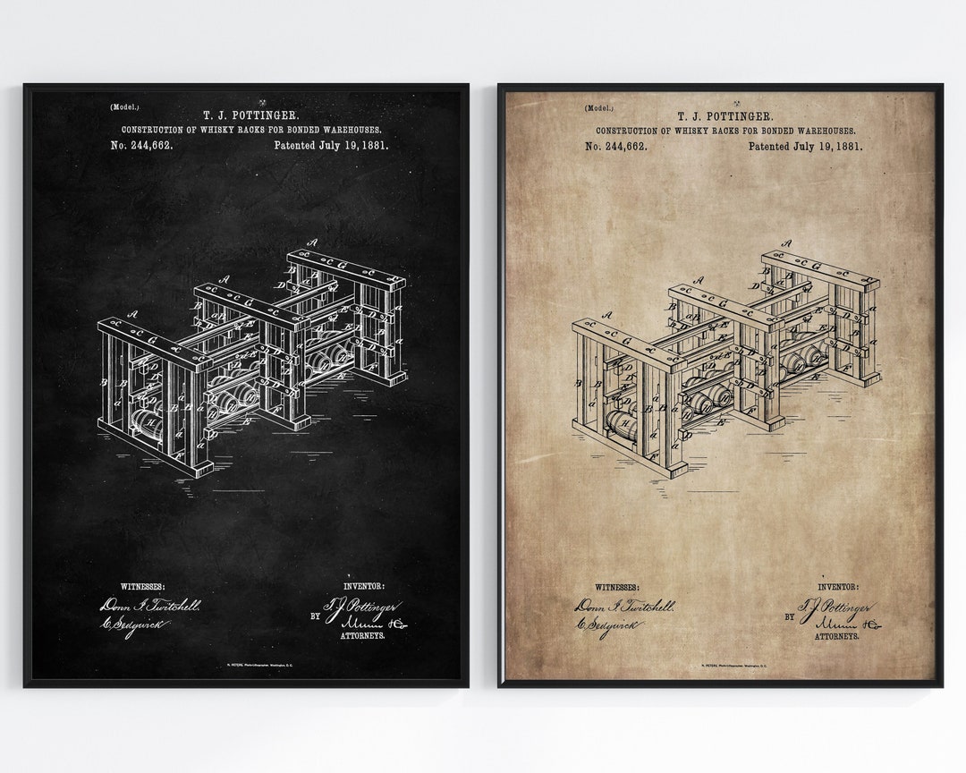 Alcohol Patent Posters, Whisky Rack, Instant Download Print, Retro Gift ...
