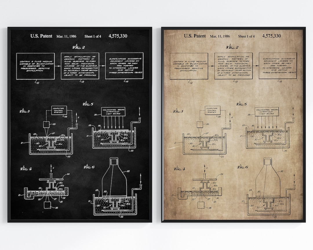 Electronics Patent Posters, 3D Printer, Vintage Blueprint Wall Art ...