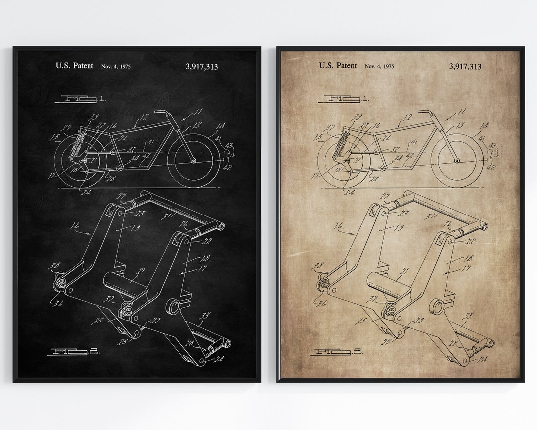 Motorbike Patent Posters, Suspension, Vintage Blueprint Wall Art ...