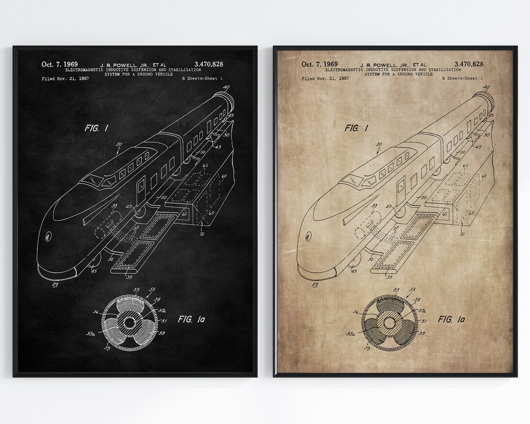 Trains Patent Posters, Maglev, Vintage Blueprint Wall Art, Instant ...