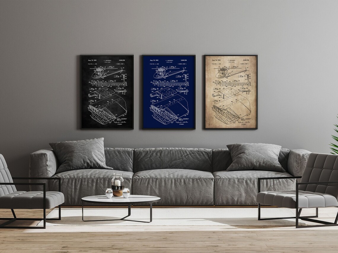 Helicopter Patent Posters Sikorsky Rotor Blade Vintage - Etsy