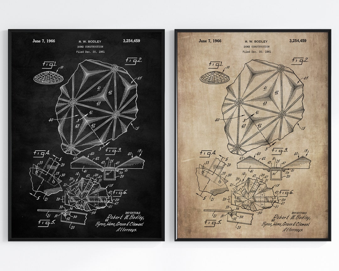 Engineering Patent Posters, Dome Construction, Vintage Blueprint Wall ...