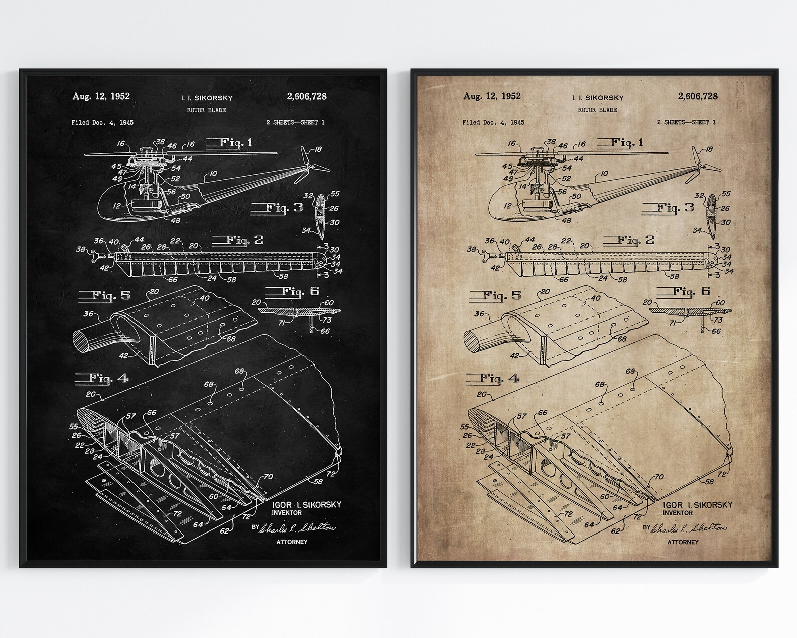 Helicopter Patent Posters Sikorsky Rotor Blade Vintage - Etsy