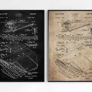 Helicopter Patent Posters, Sikorsky Rotor Blade, Vintage Blueprint Wall ...