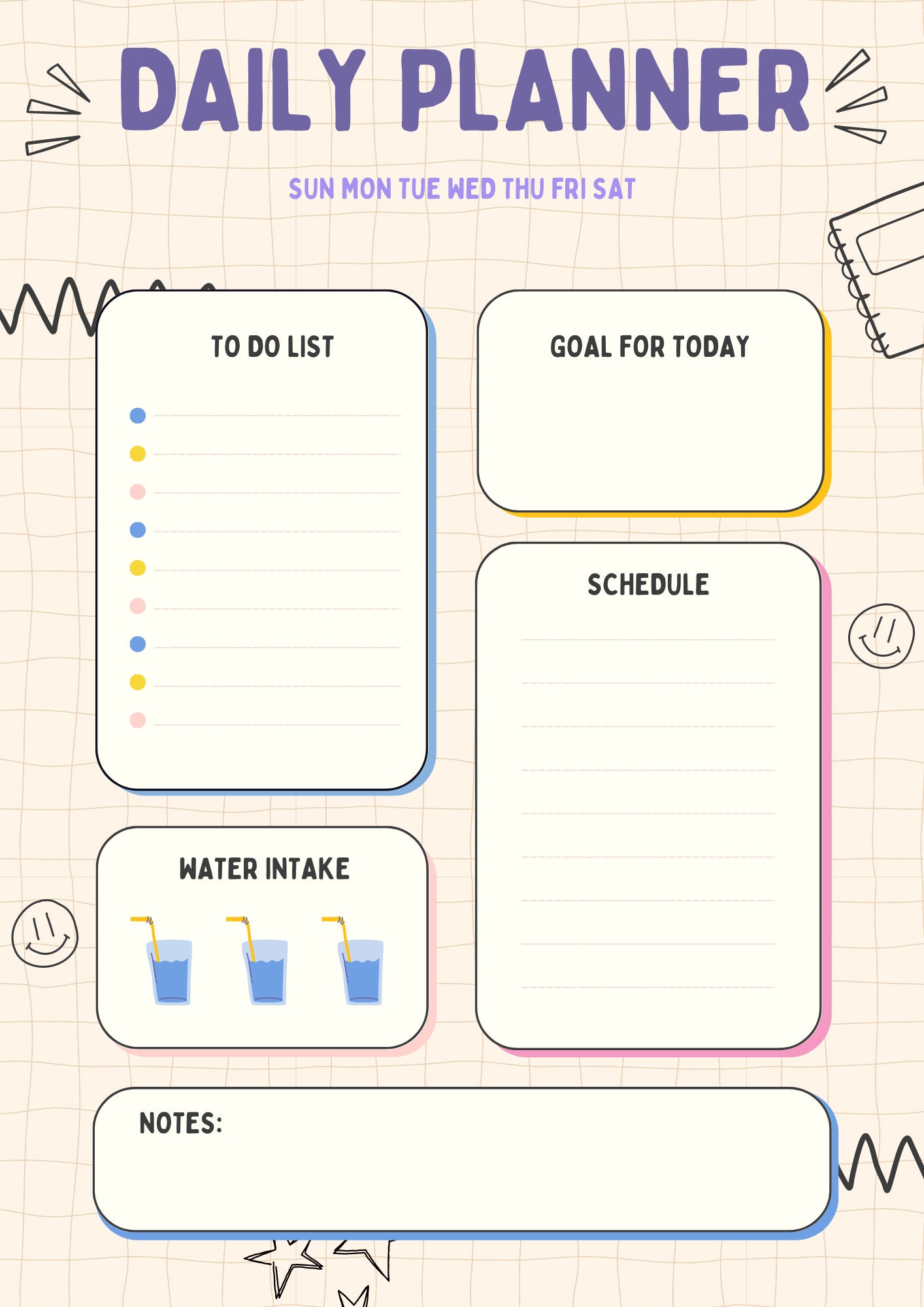 Colorful Daily Planner / Printable Daily Planner / Daily - Etsy