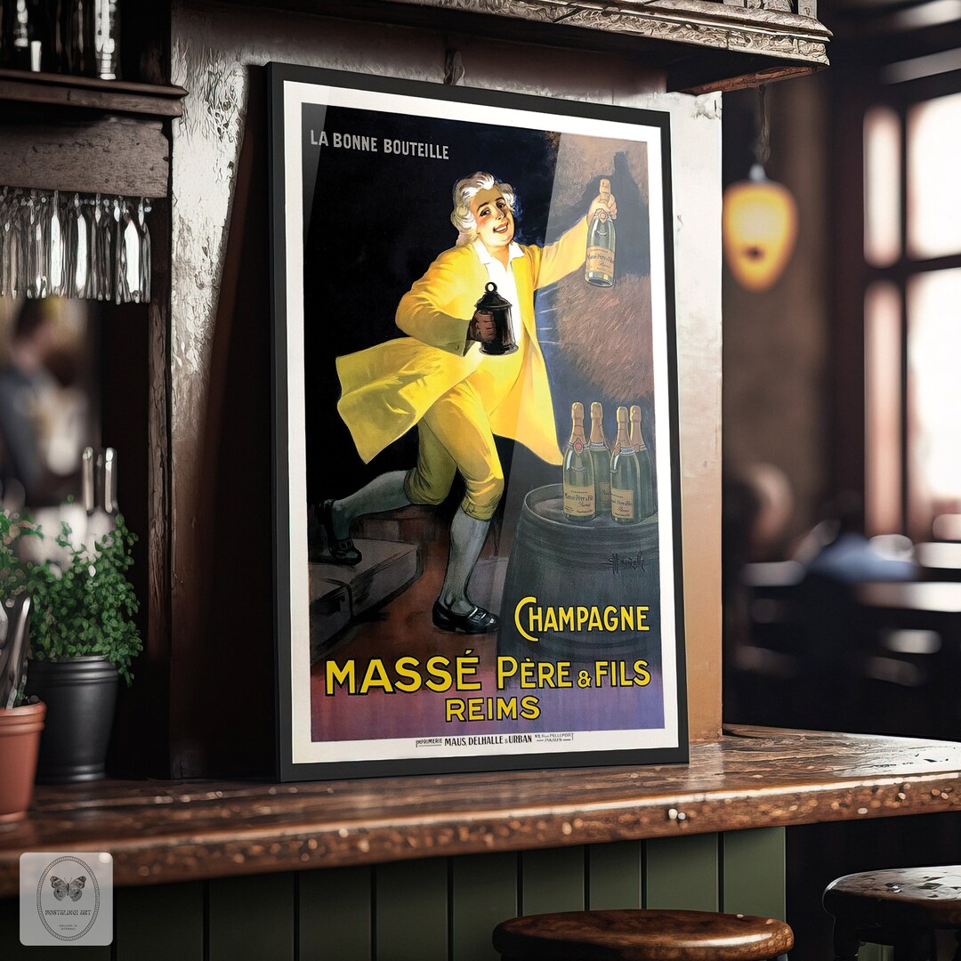 Masse Pere Fils Alcohol Poster, Vintage Poster Print, Art Nouaveau ...