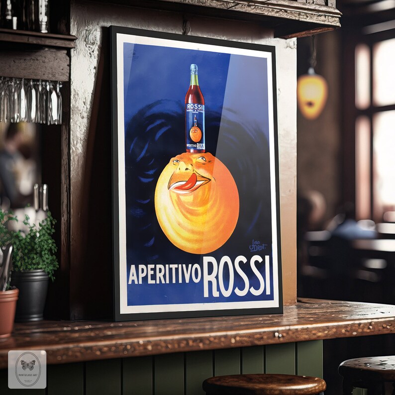 Rossi Aperitivo Alcohol Poster, Vintage Poster Print, Art Nouaveau ...