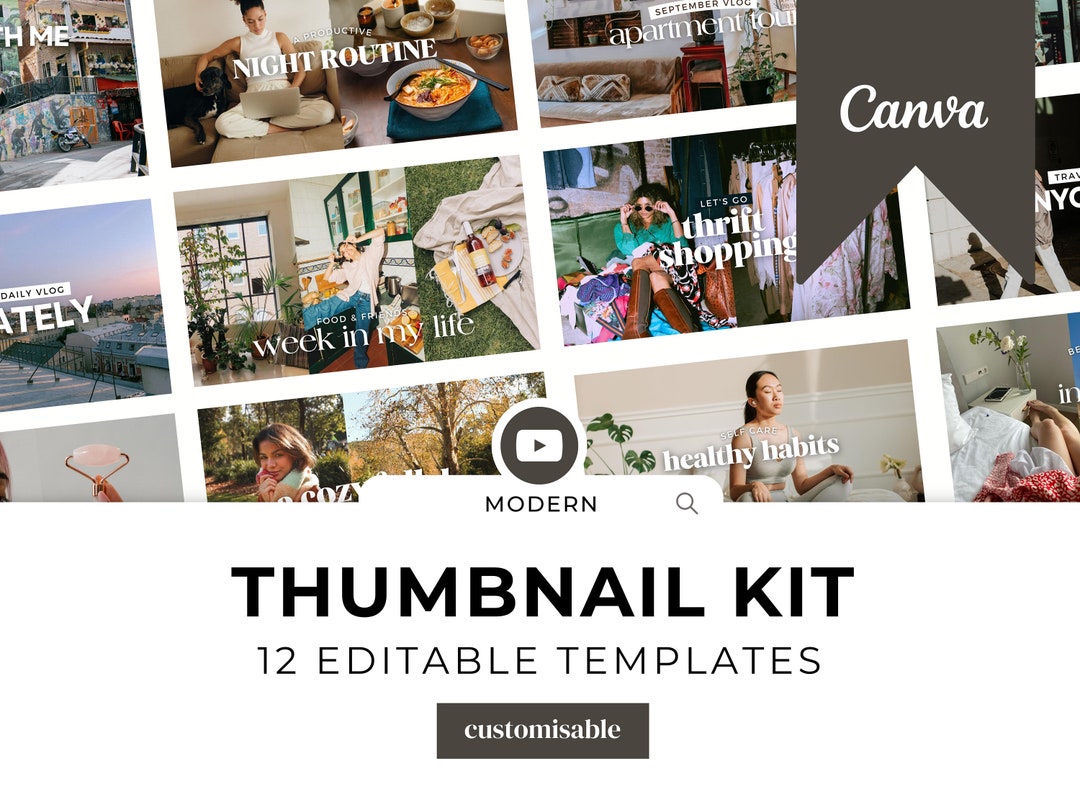 Youtube Thumbnail Kit Thumbnails Editable in Canva, Customisable ...