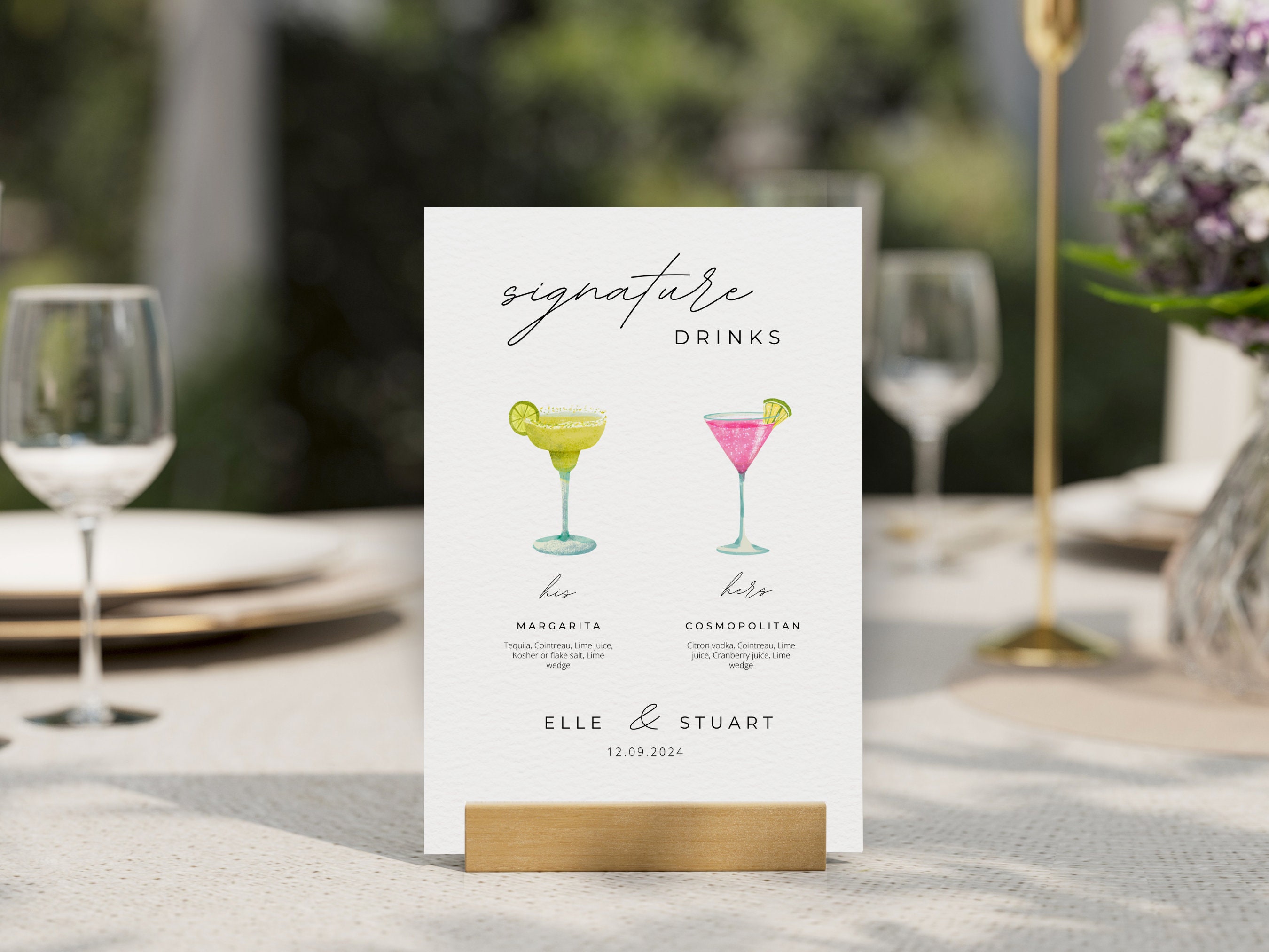 Signature Cocktails Menu, His and Hers Drinks, Cosmopolitan, Margarita ...