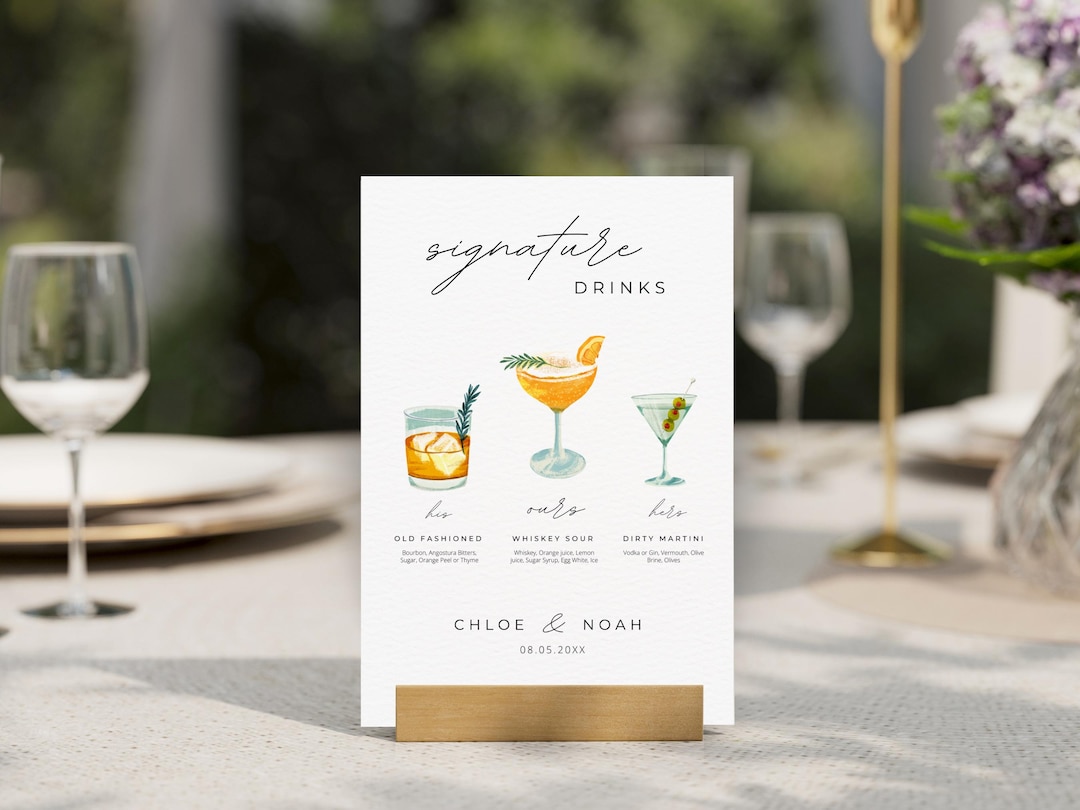 Signature Cocktails Menu, Modern Sign Signature Drink Template, Old ...