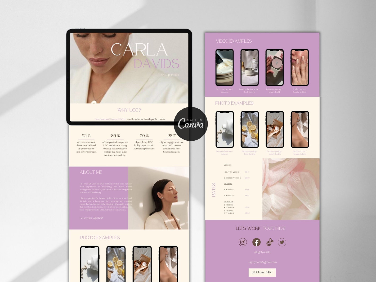 Aesthetic UGC Portfolio, UGC Creator, Landing Page Design, Canva ...